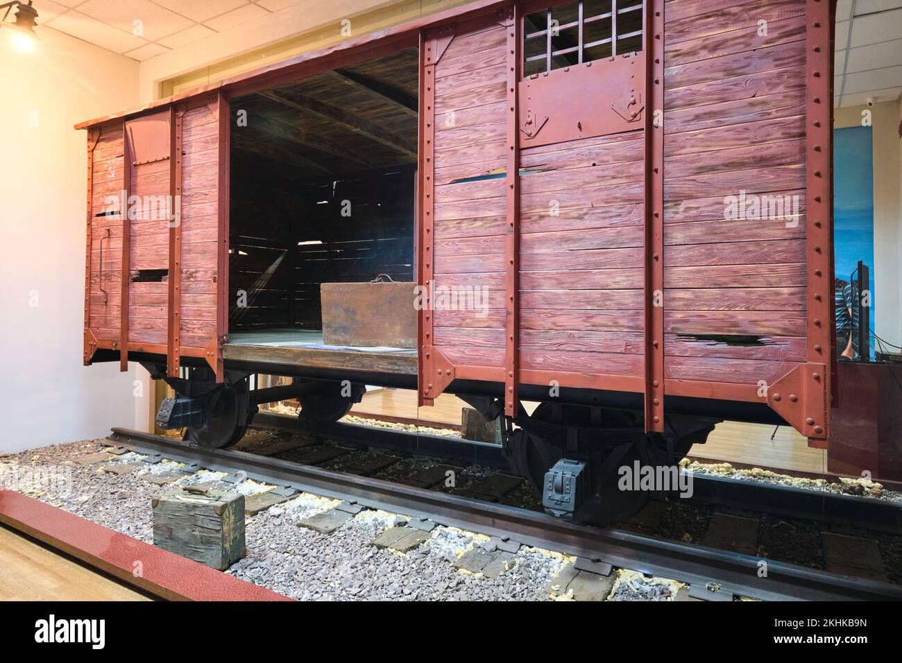 A recreation of a typical wood rail car, part of the many trains that ...