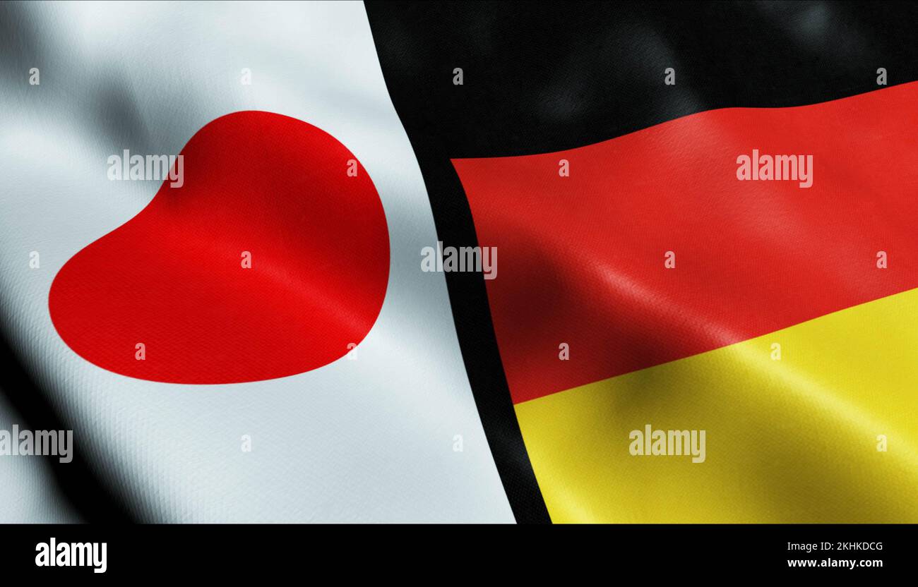 3D Render of Japan and Germany Waving Flag Stock Photo - Alamy