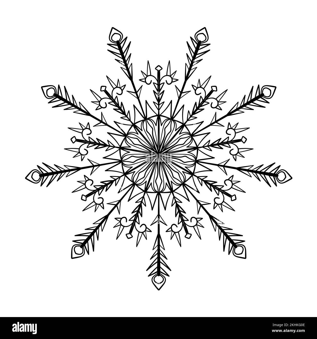 Snowflake. Vector ornate design element. Coloring book page Stock ...