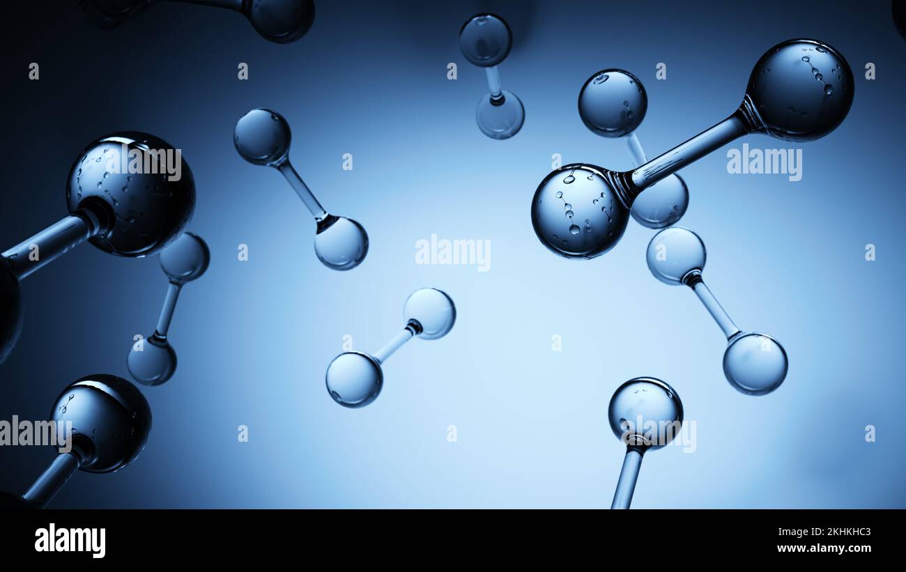 Blue science H molecules background. Abstract structure 3d double ...