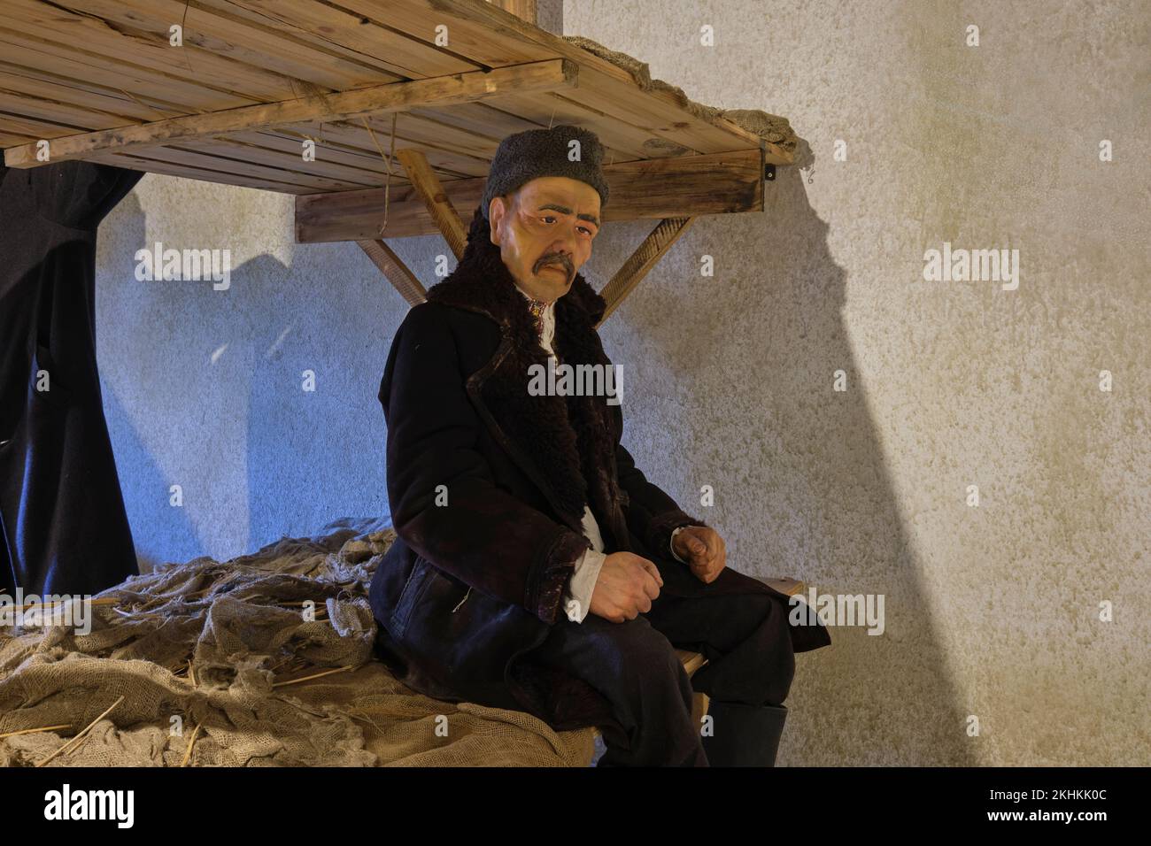 Recreation of the men, male prisoner cell, dormitory, barrack, sleeping ...