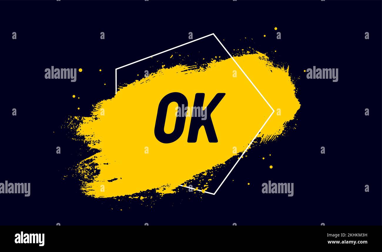 Ok. Banner, speech bubble, poster and sticker concept, geometric style ...