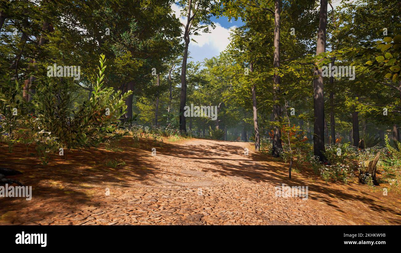 3D rendering. An immersive natural environment. Landscape to illustrate ...