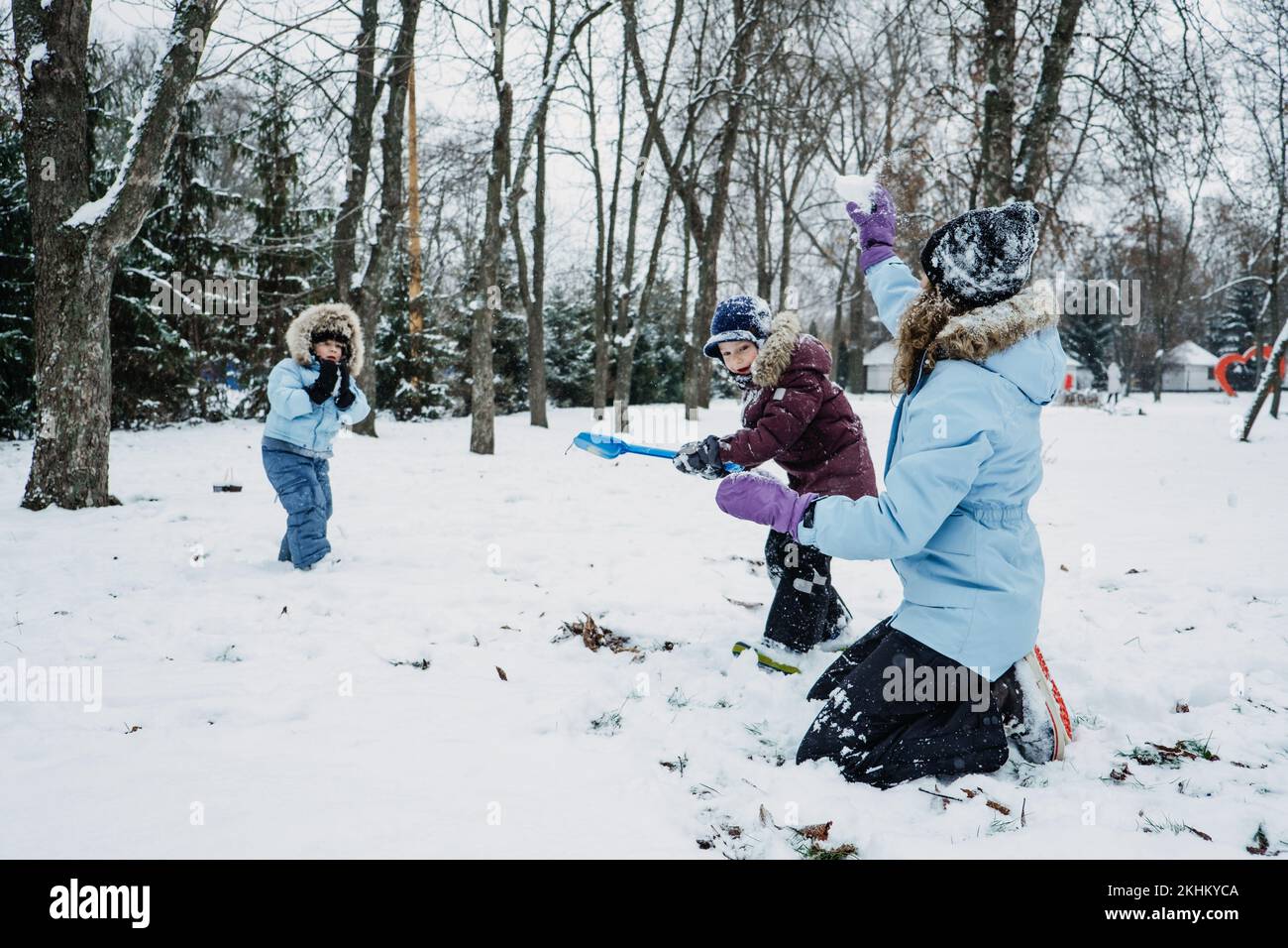 Children Playing Outside In Snow