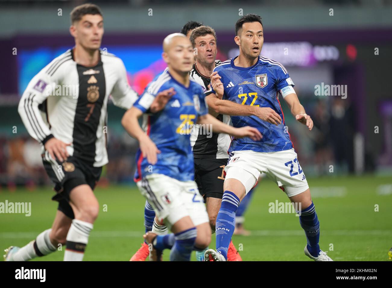 Al Rayyan, Qatar, November 23, 2022. Maya Yoshida (22), Daizen Maeda ...
