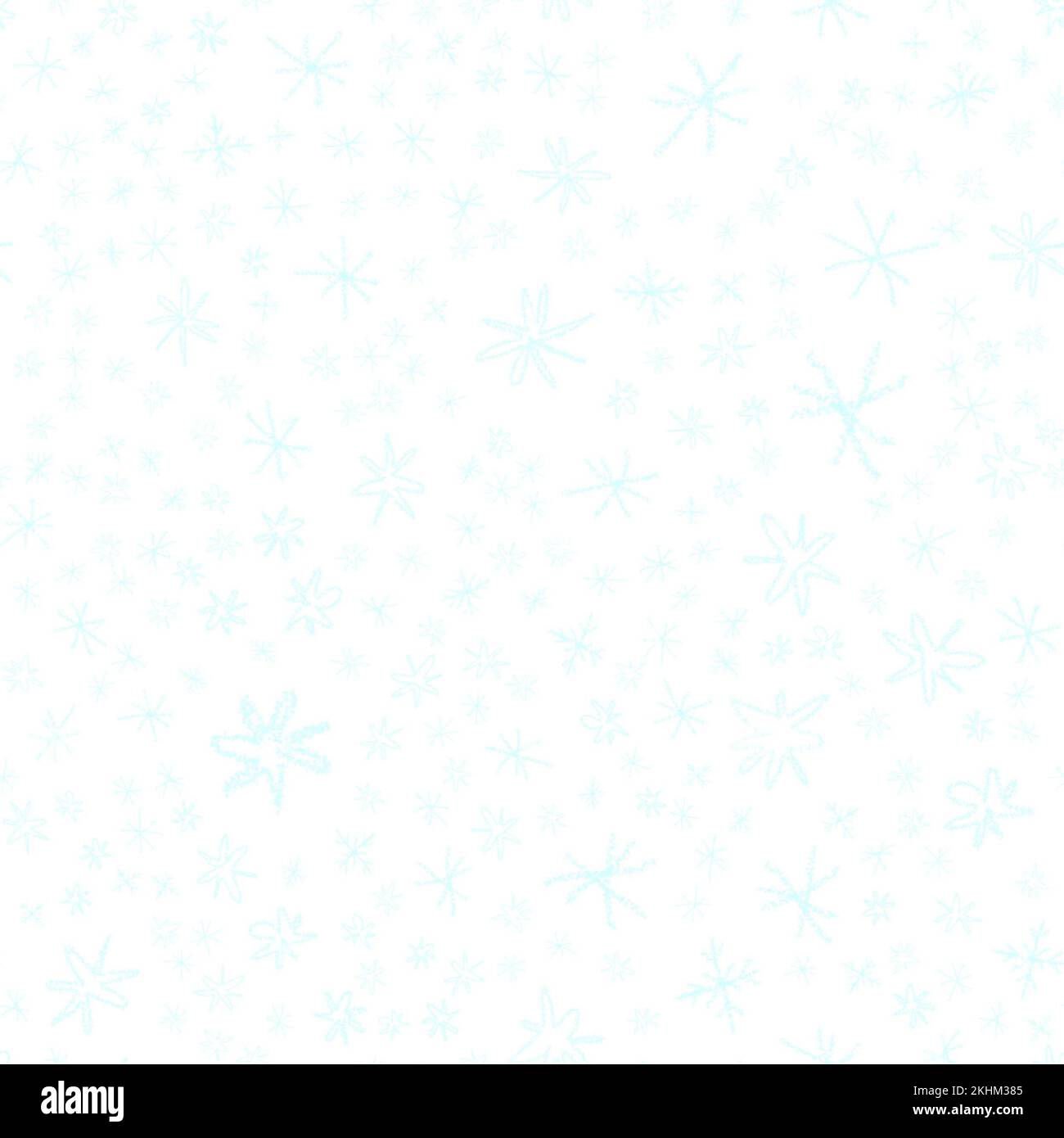Hand Drawn Snowflakes Christmas Seamless Pattern. Subtle Flying Snow ...