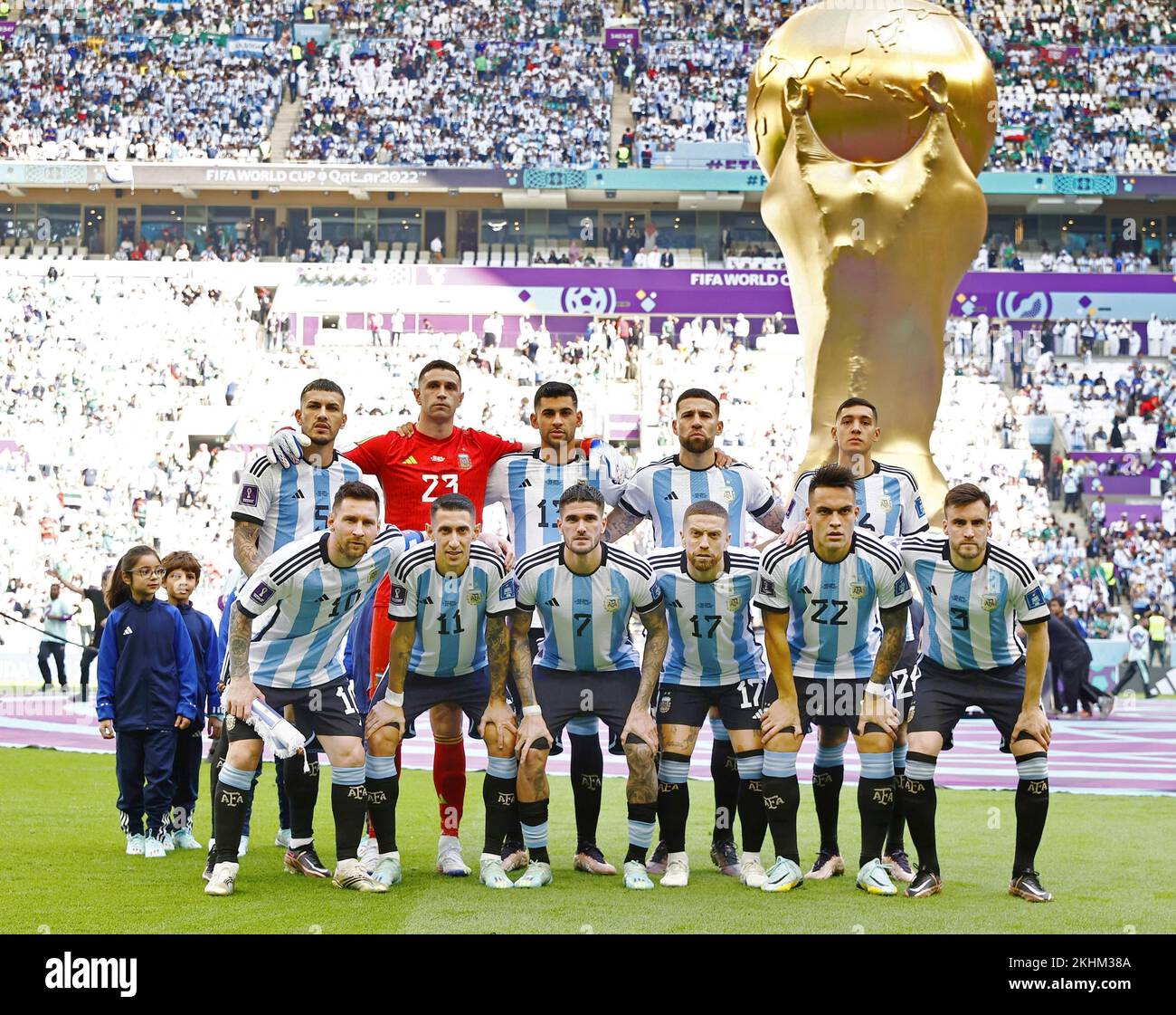 Argentine players pose for a group photo ahead of their World Cup Group ...
