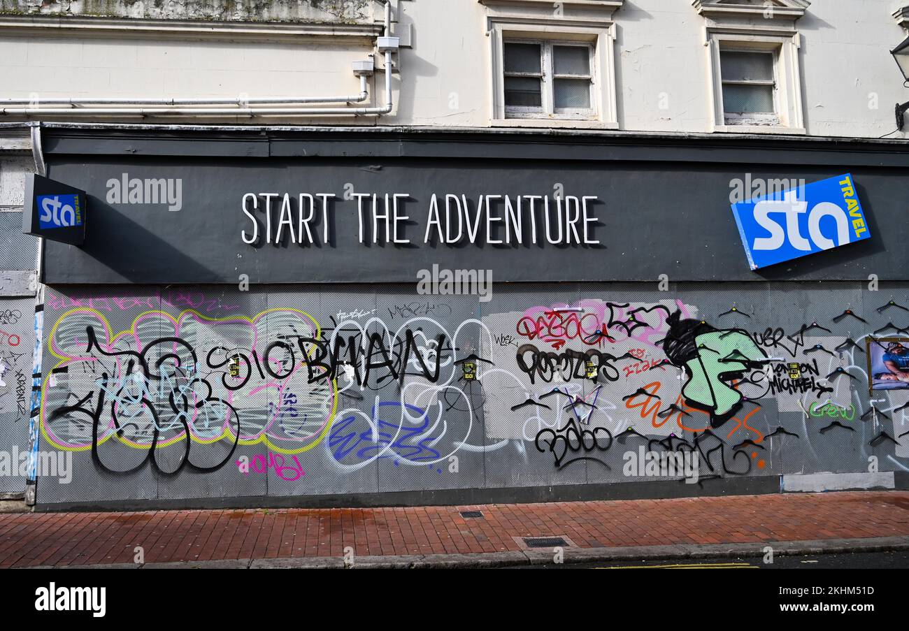 Closed down STA Travel shop in Ship Street Brighton , Sussex , England ...