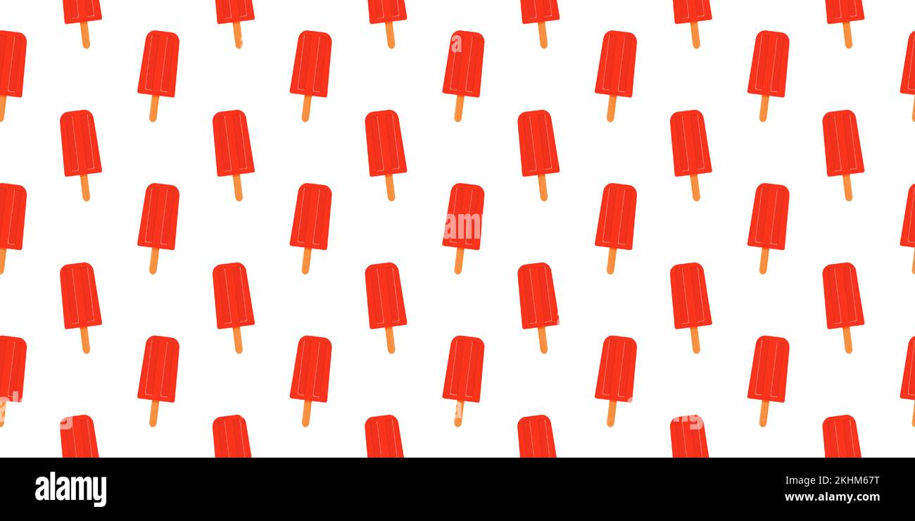Strawberry popsicle seamless pattern. Sweet ice cream background ...