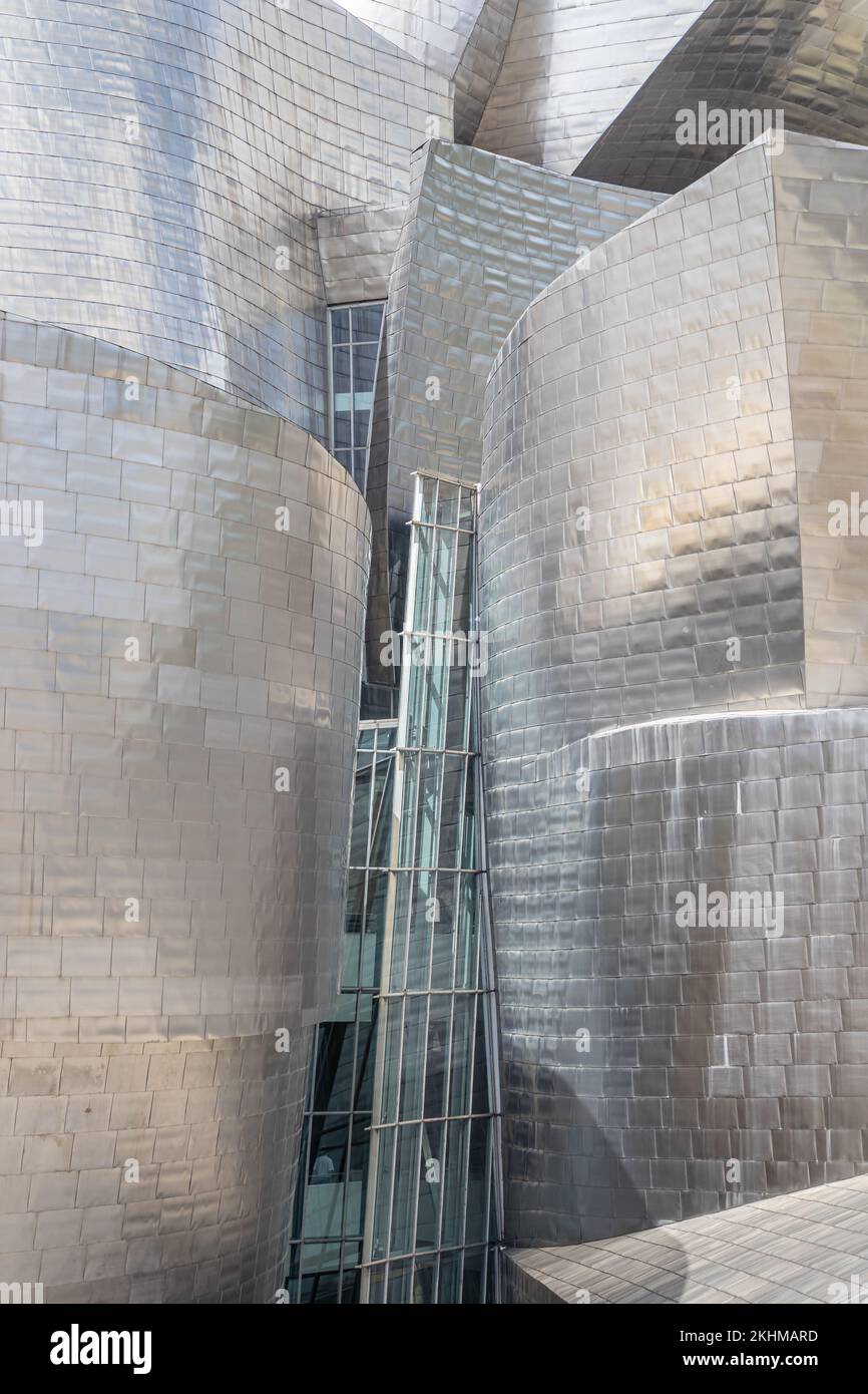BILBAO, SPAIN-AUGUST 7, 2021: Guggenheim Museum Bilbao building (detail ...