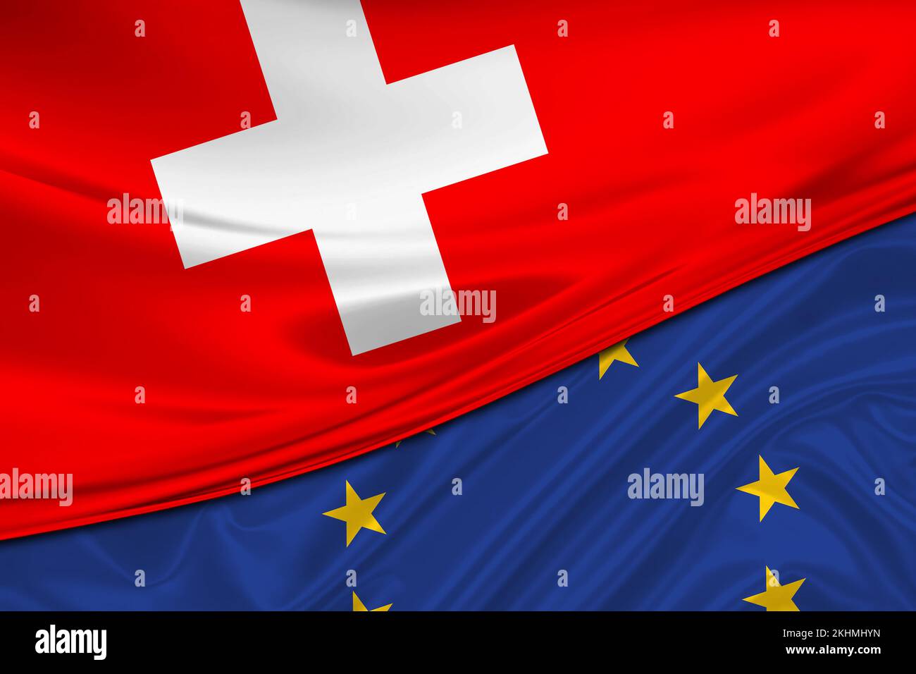 Flags of Switzerland and Europe Union. International relationships ...