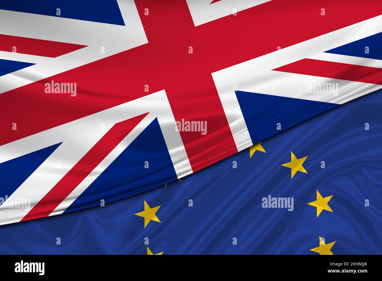 Flags of Great Britain and Europe Union. International relationships ...
