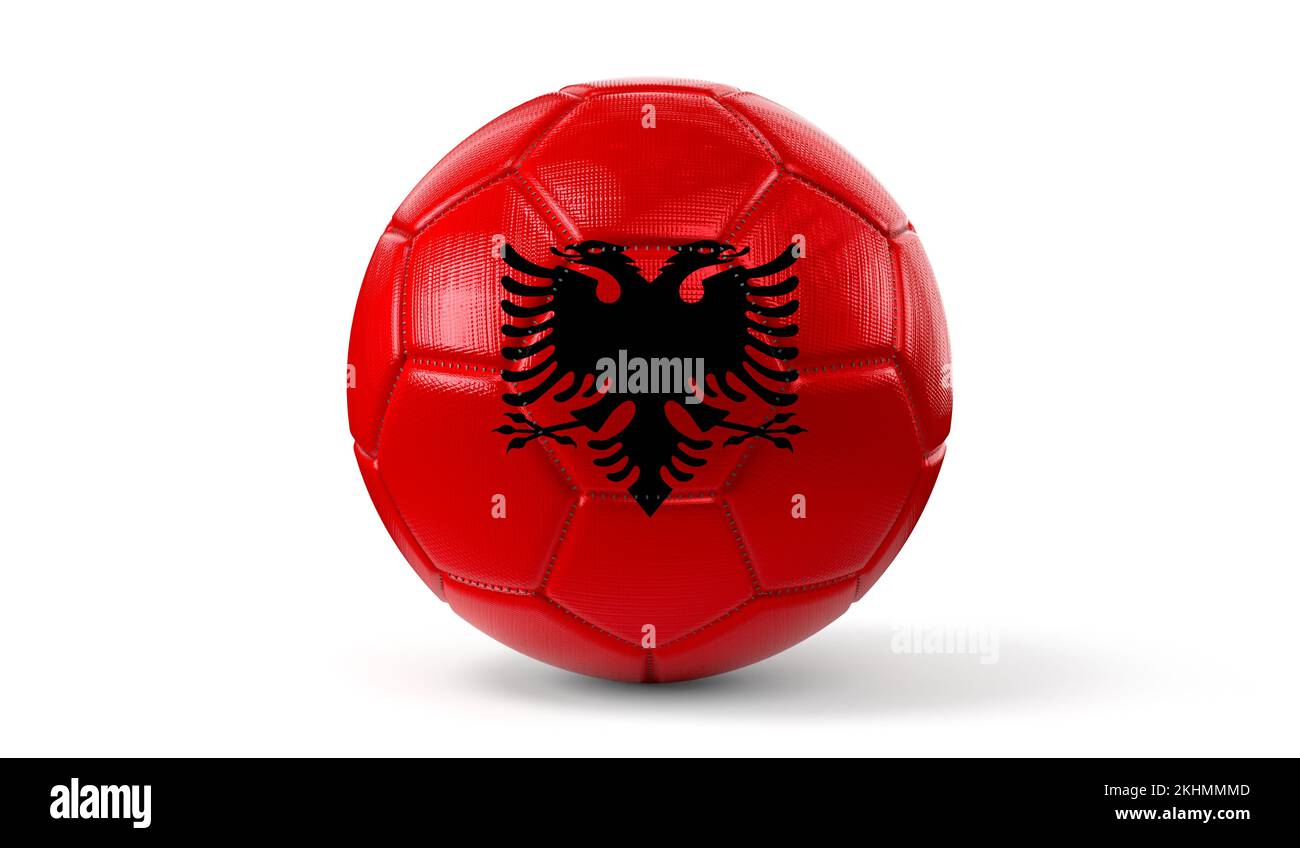 Albania - national flag on soccer ball - 3D illustration Stock Photo ...