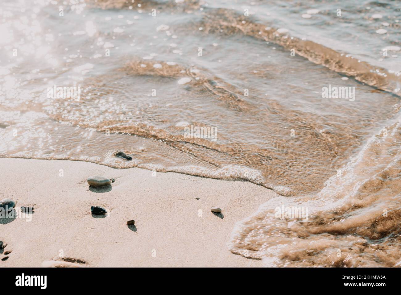 Abstract sea summer ocean sunset nature background. Small waves on ...