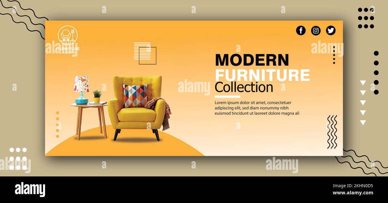 Banner Fully Editable Template For Furniture Collection Stock Vector ...