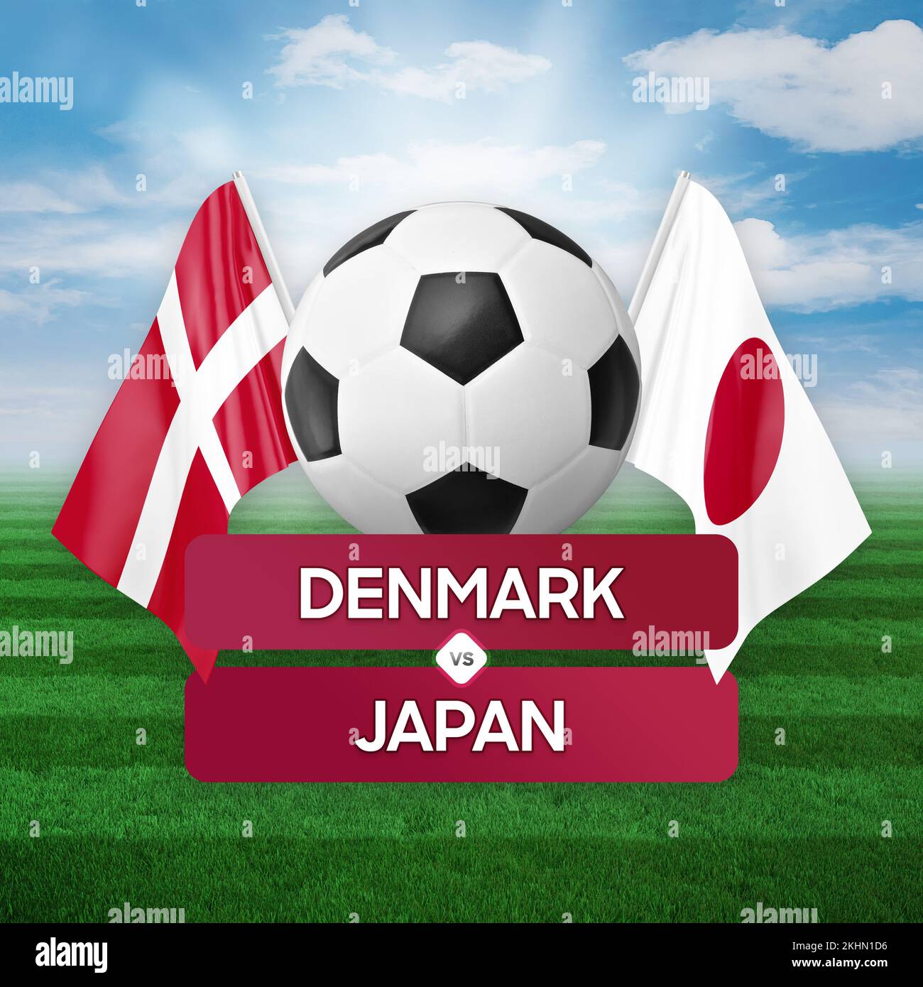 Denmark vs Japan national teams soccer football match competition ...