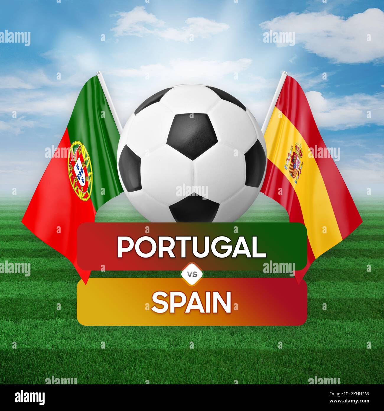 Portugal vs Spain national teams soccer football match competition ...