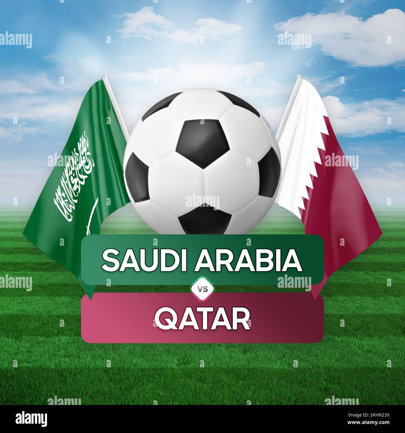 Saudi Arabia vs Qatar national teams soccer football match competition ...