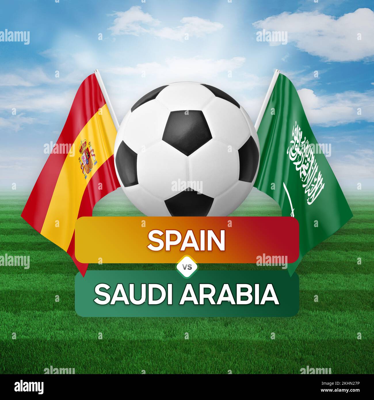 Spain vs Saudi Arabia national teams soccer football match competition ...
