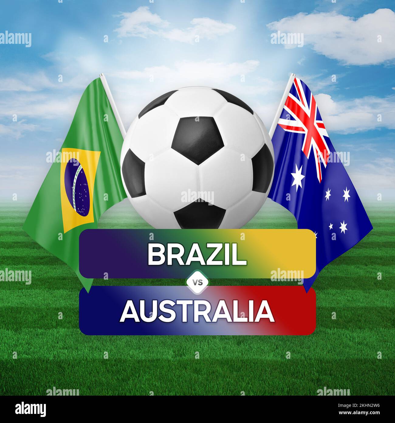 Brazil vs Australia national teams soccer football match competition ...