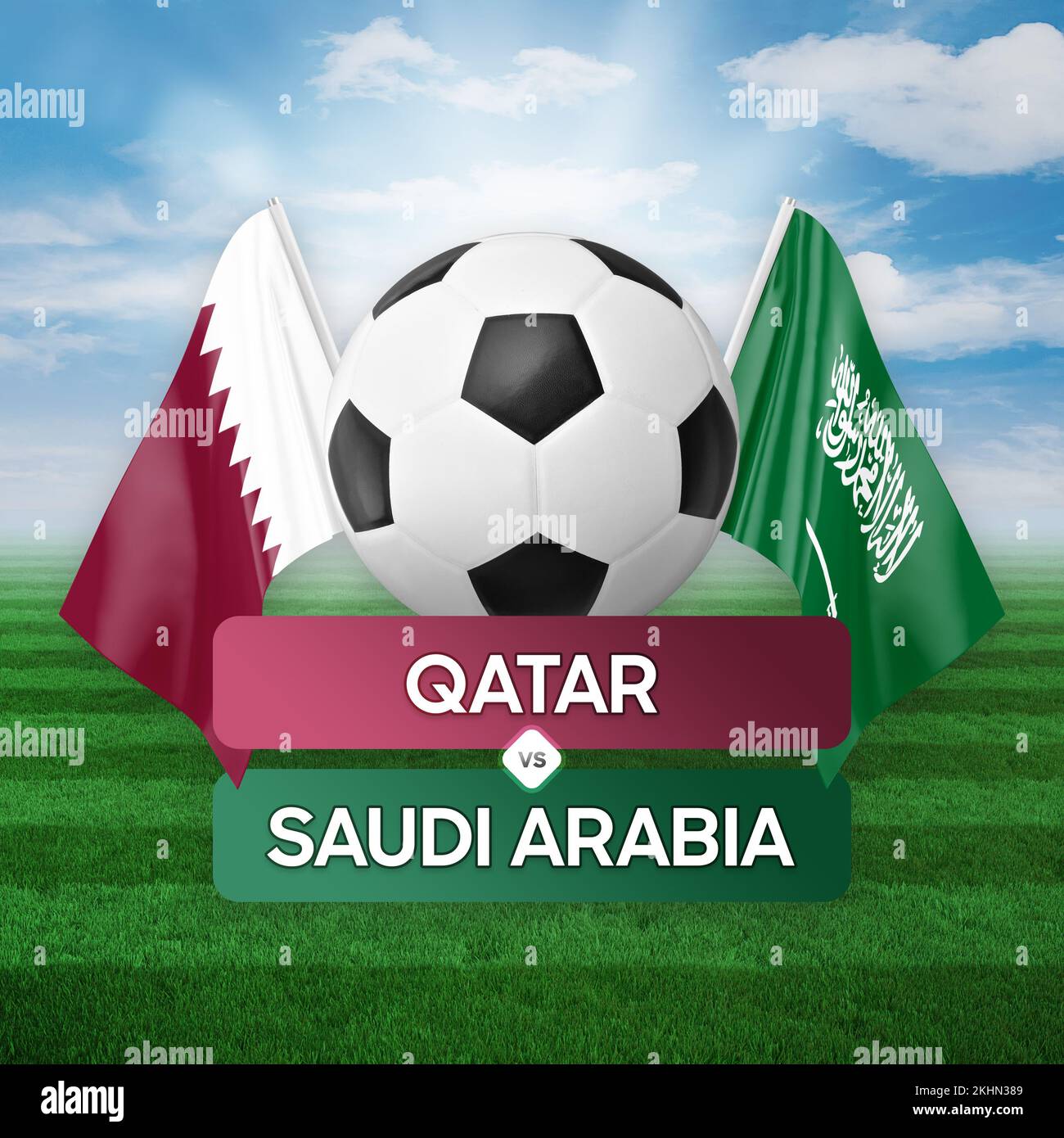 Qatar vs Saudi Arabia national teams soccer football match competition ...