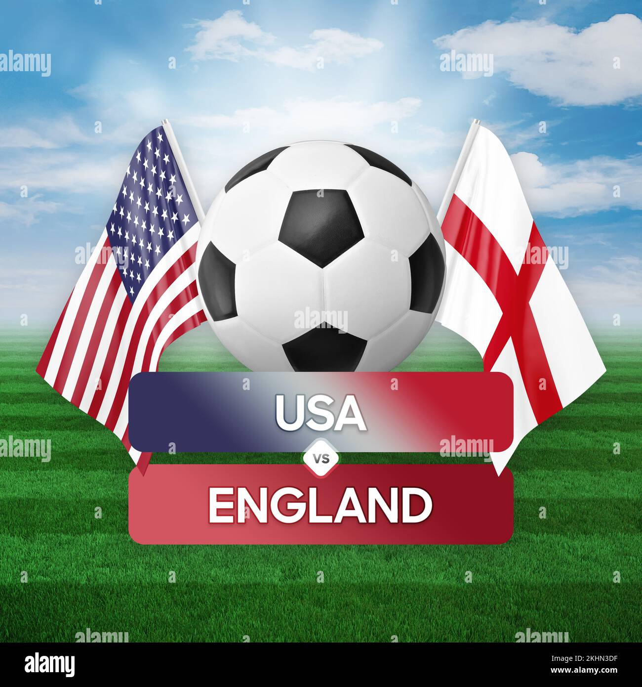 USA vs England national teams soccer football match competition concept ...