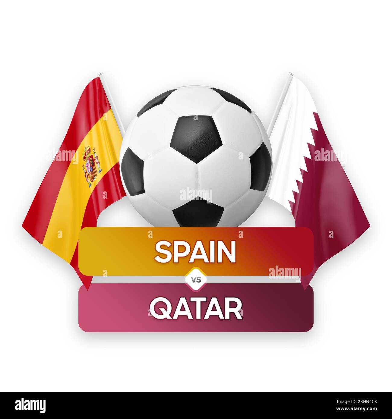 Spain vs Qatar national teams soccer football match competition concept ...