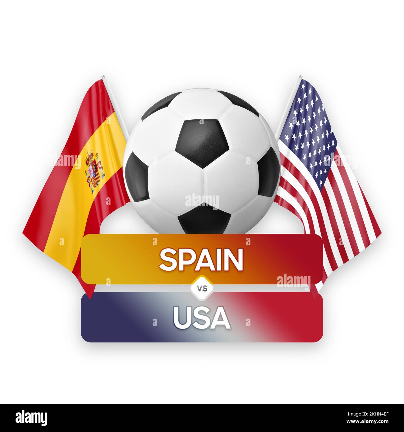 Spain vs USA national teams soccer football match competition concept ...