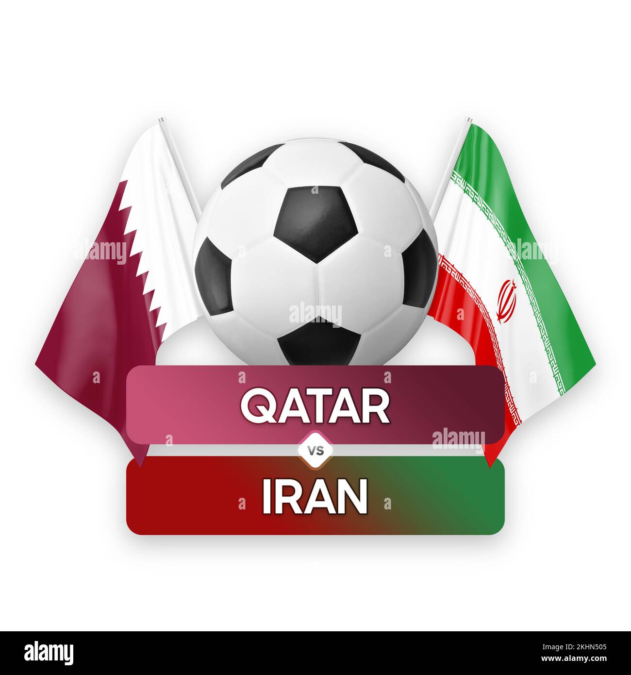 Qatar vs Iran national teams soccer football match competition concept ...