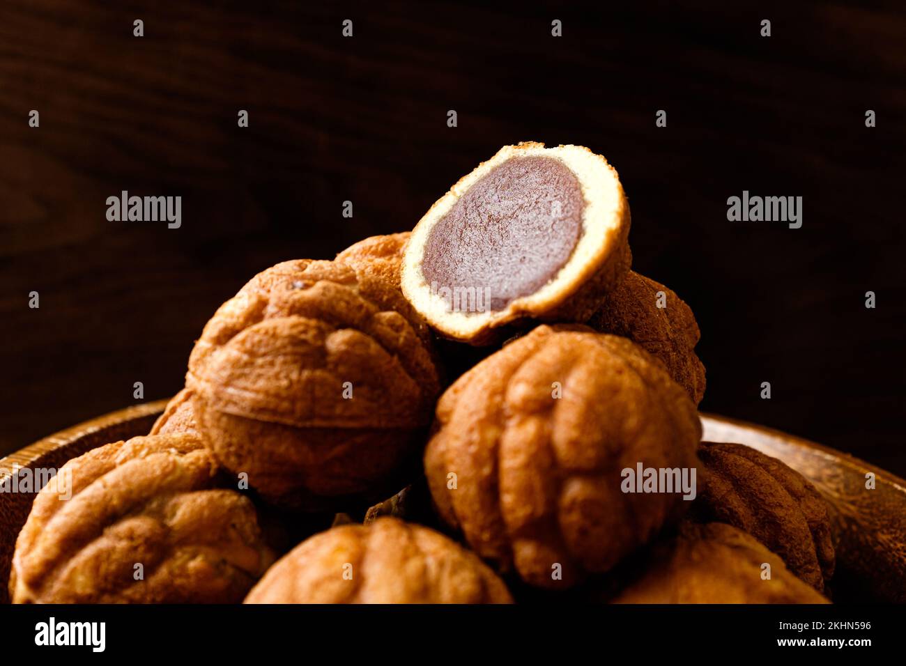 Walnut bread with walnuts and red bean paste Stock Photo - Alamy