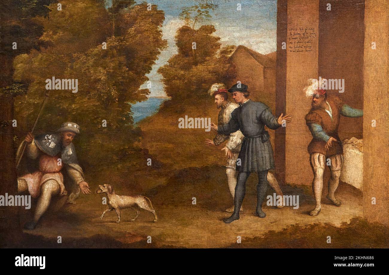 San Rocco e il cane - olio su tavola trasportasto su tela - Giovanni Antonio De Sacchis detto ...