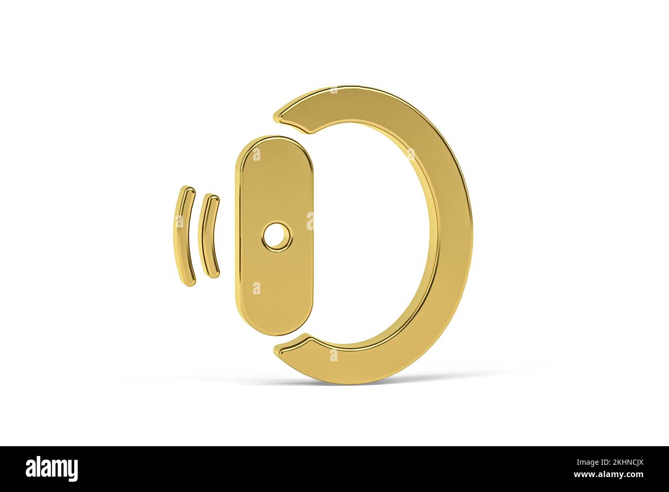 Golden 3d smart bracelet icon isolated on white background - 3D render ...