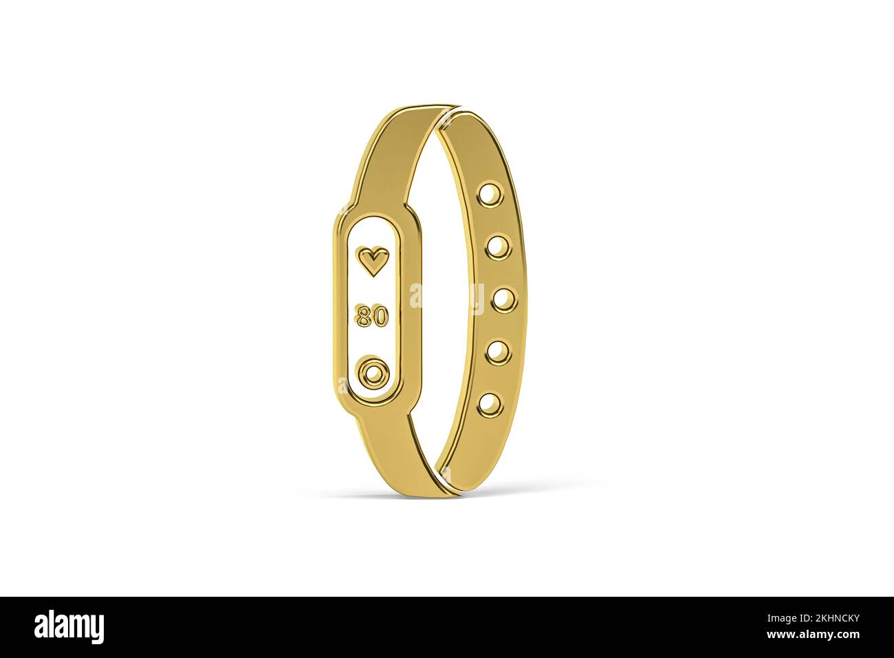 Golden 3d smart bracelet icon isolated on white background - 3D render ...
