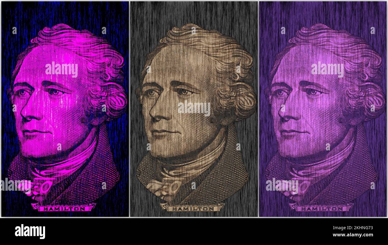 Collage with Portrait of U.S. president Alexander Hamilton Stock Photo ...