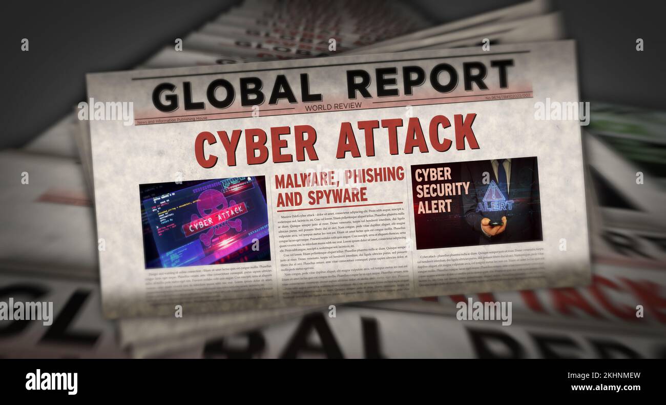 Cyber attack and security breach breaking news daily newspaper printing ...