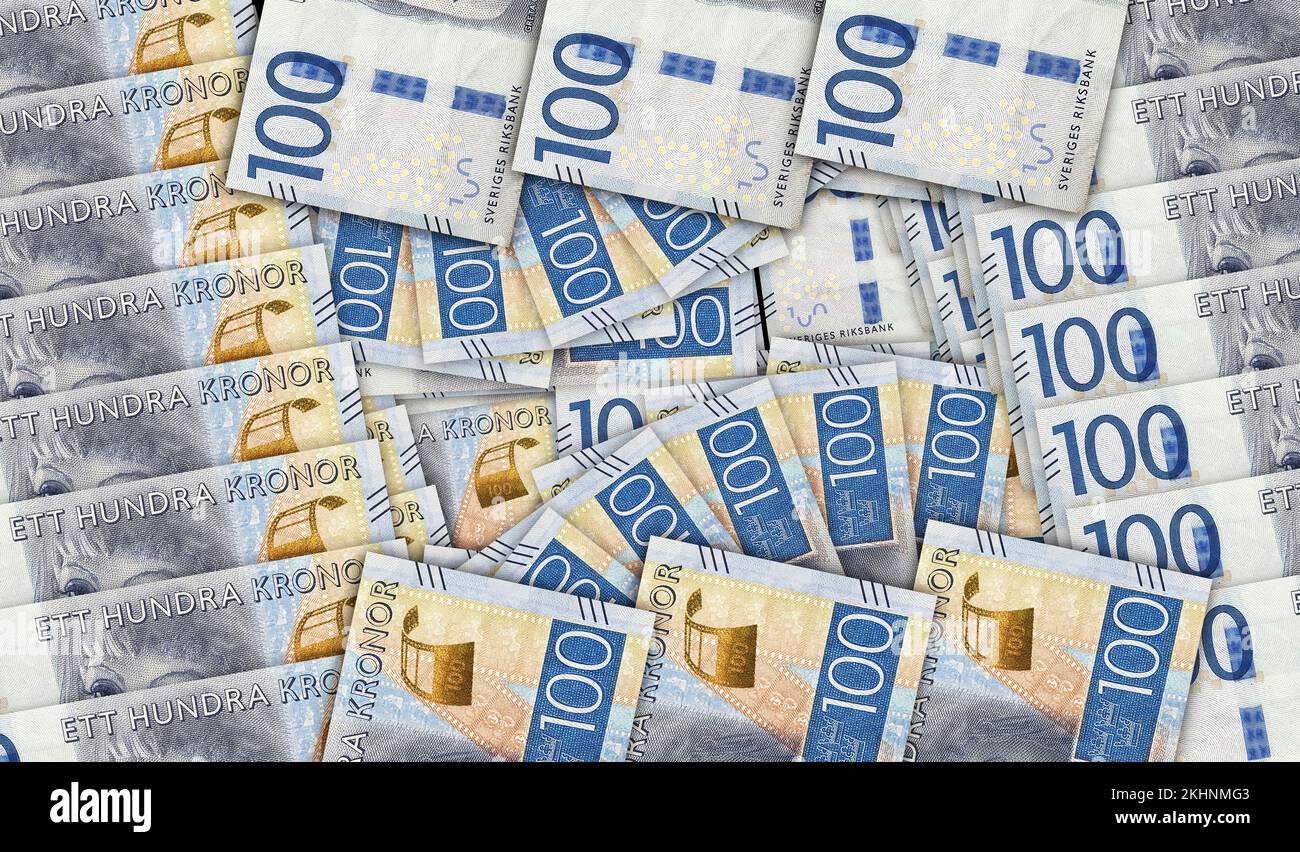 Swedish Krona banknotes in a fan mosaic pattern 3d illustration Stock ...