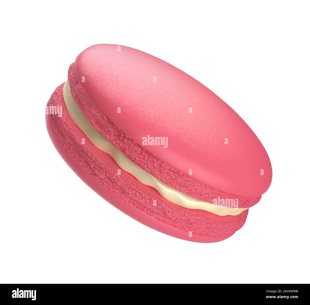 Strawberry flavored macaron filled with white chocolate cream Stock ...