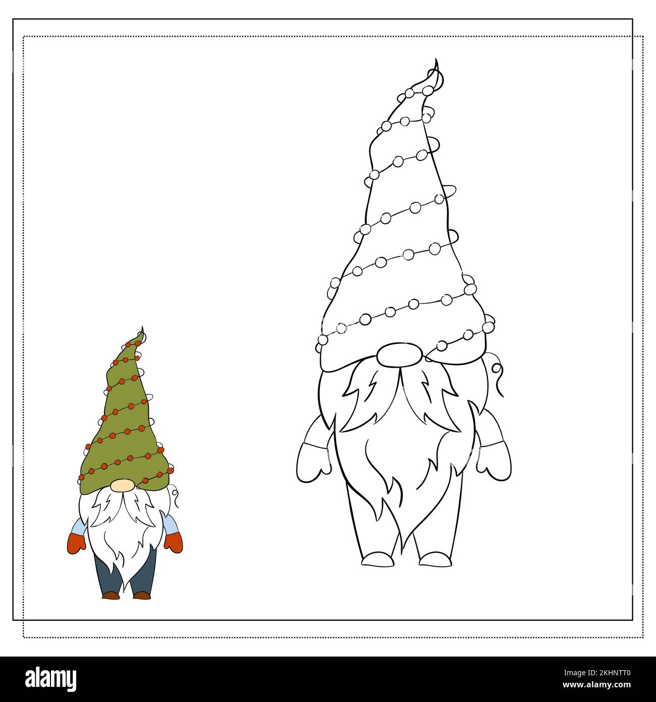 Coloring book for children. Cartoon Christmas Gnome Stock Vector Image ...