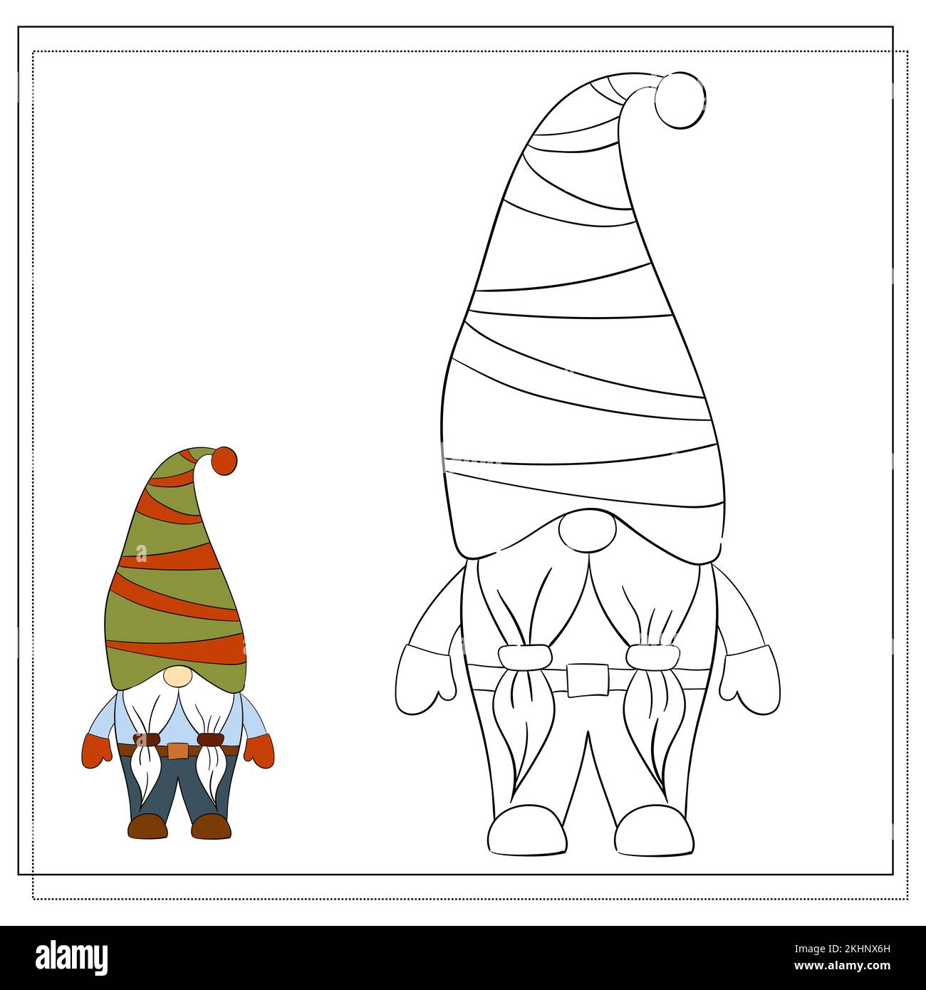Coloring book for children. Cartoon Christmas Gnome Stock Vector Image ...