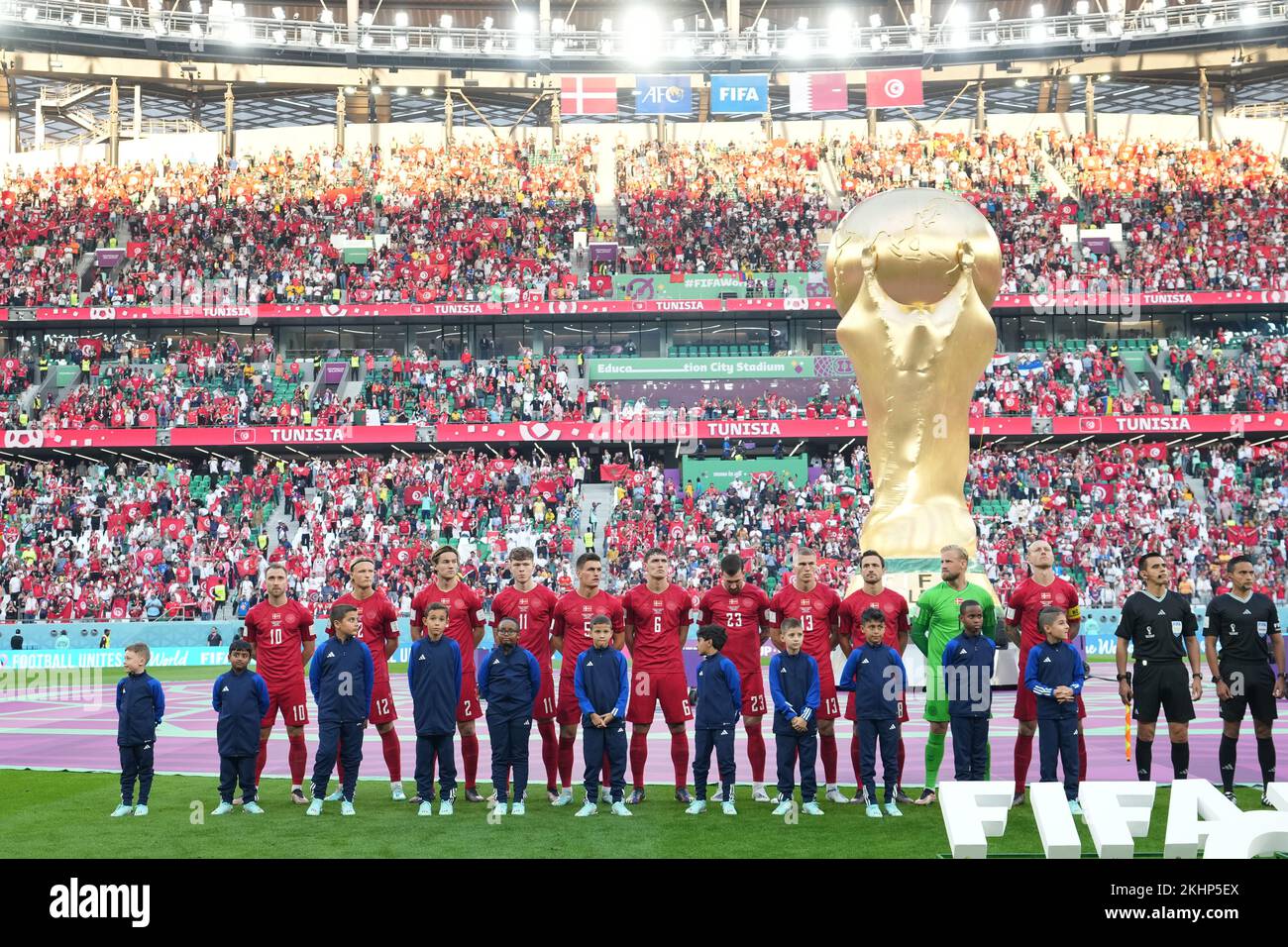 Denmark line-up before the FIFA World Cup Qatar 2022 Group D match ...