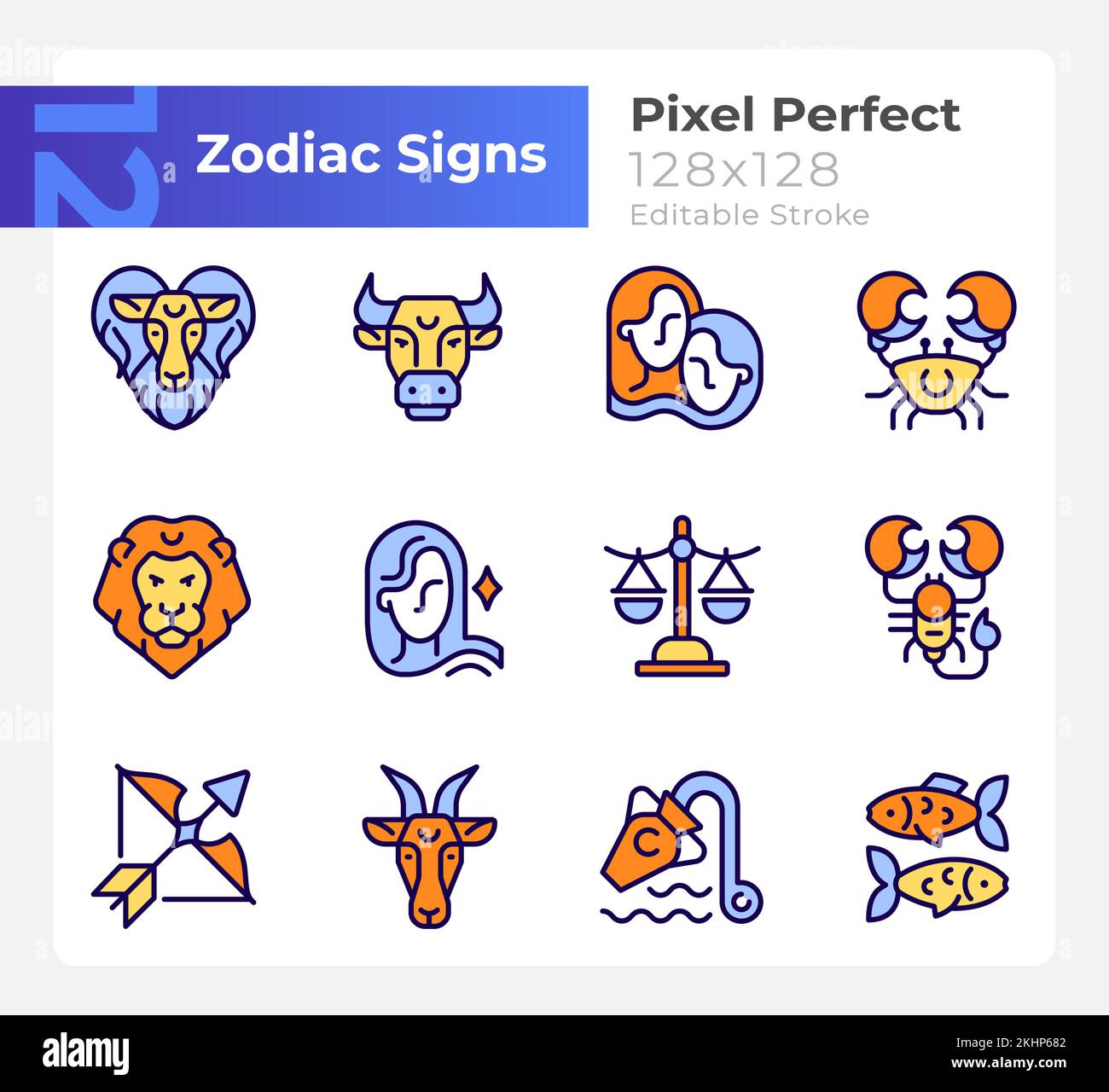 Astrological signs pixel perfect RGB color icons set Stock Vector Image ... Astrological signs pixel perfect RGB color icons set Stock Vector Image ...