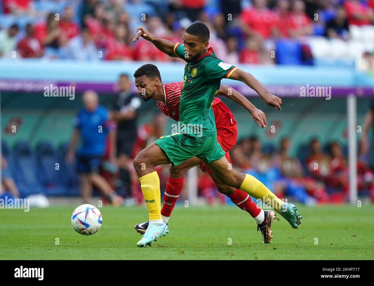 Cameroon's Jean-Charles Castelletto (left) and Switzerland's Djibril ...