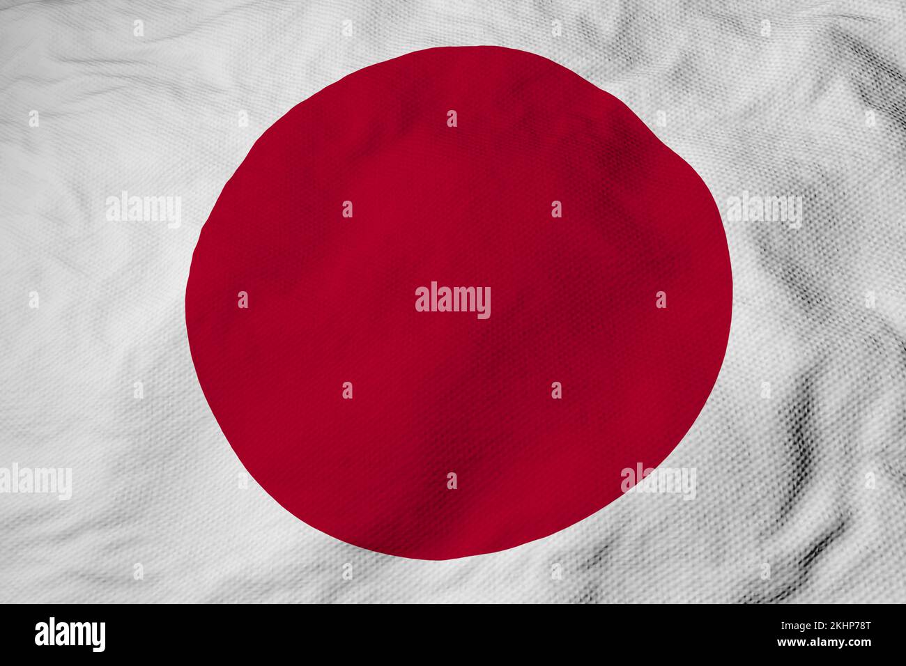 Full frame close-up on a waving flag of Japan in 3D rendering Stock ...
