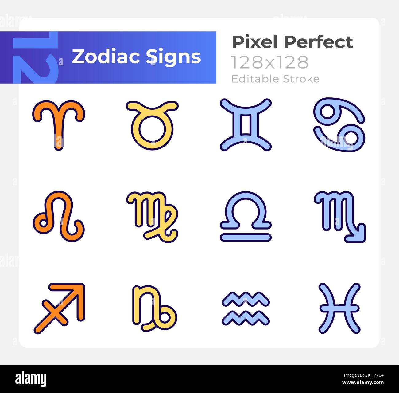 12 zodiac signs set hi-res stock photography and images - Alamy