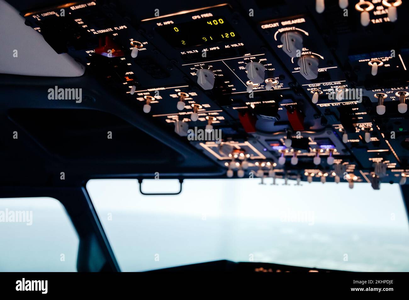 Aircraft cockpit dashboard for controlling plane to fly takeoff and ...