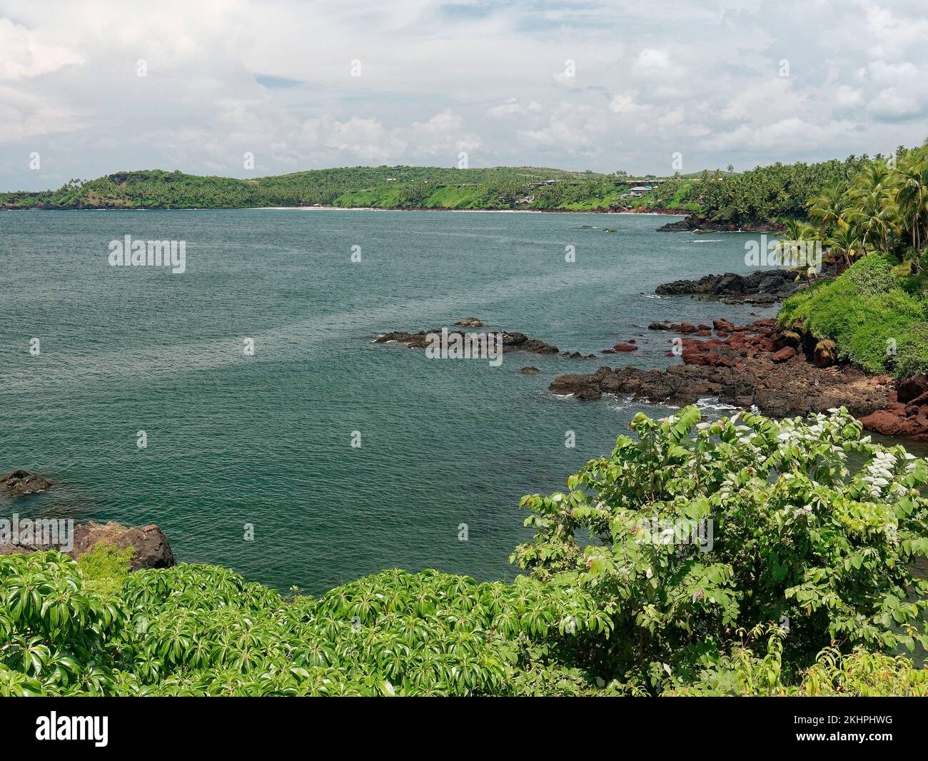 View of a Arabian Sea and rocky sea shore at Cabo de Rama in Goa India ...
