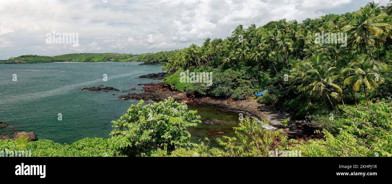 View of a Arabian Sea and rocky sea shore at Cabo de Rama in Goa India ...