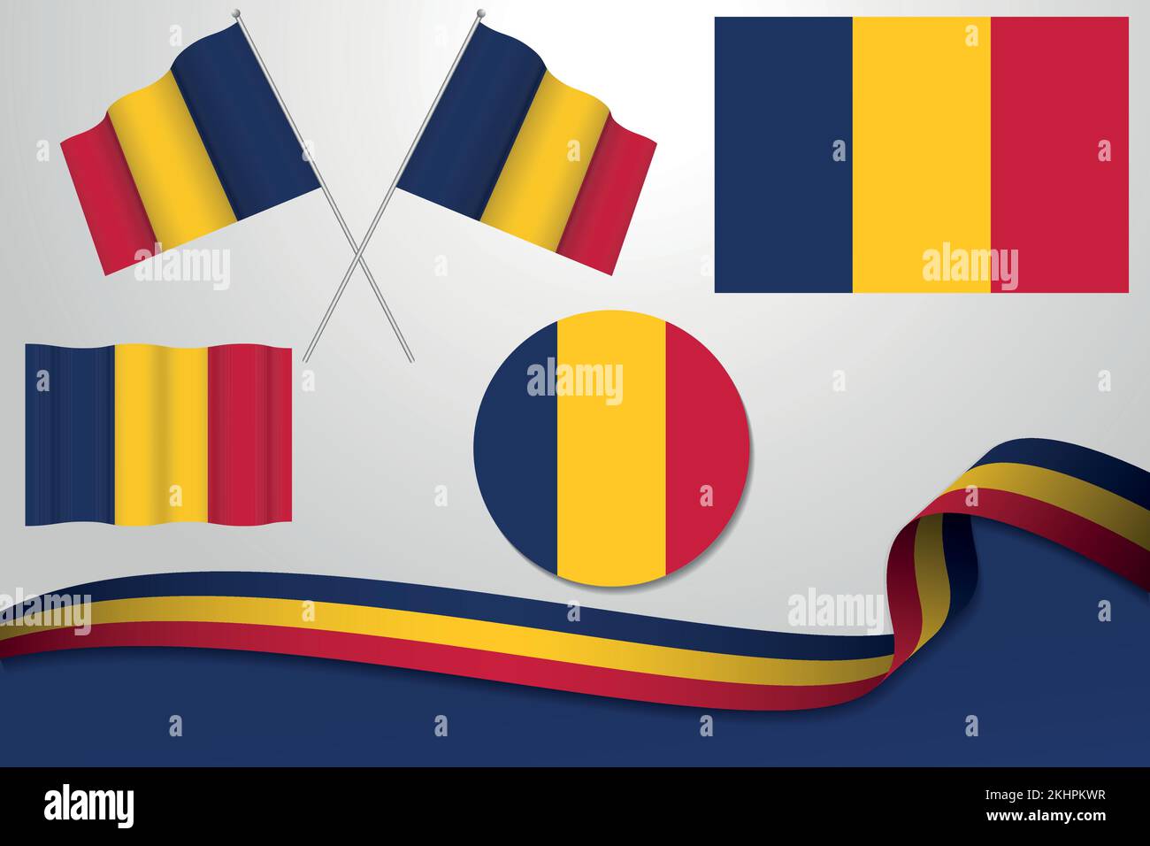 A vector of a set of Chad flags in different desings Stock Vector Image ...