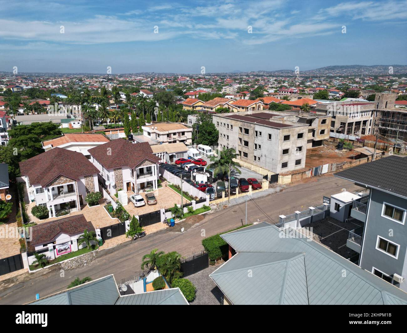 An aerial view of the buildings of Ghana on a sunny day Stock Photo - Alamy