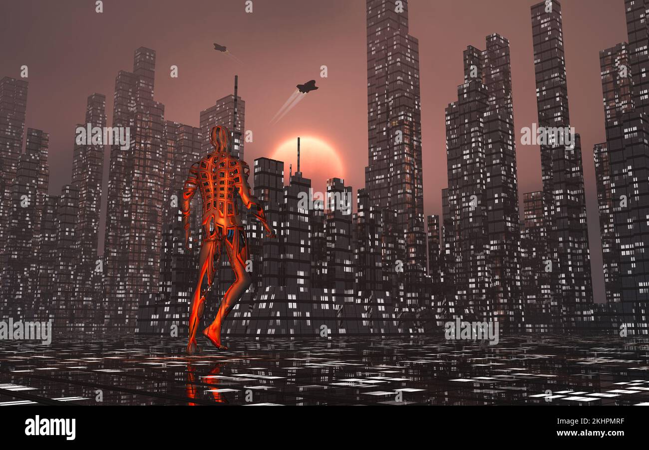 Future city skyscrapers science fiction hi-res stock photography and ...